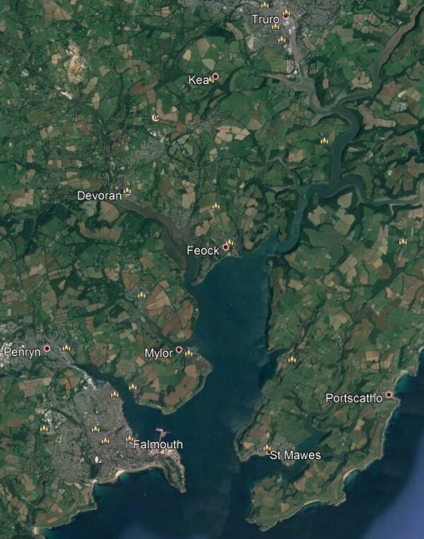 Map of the Fal River Valley & Carrick Roads - Kowethas Ertach Kernow