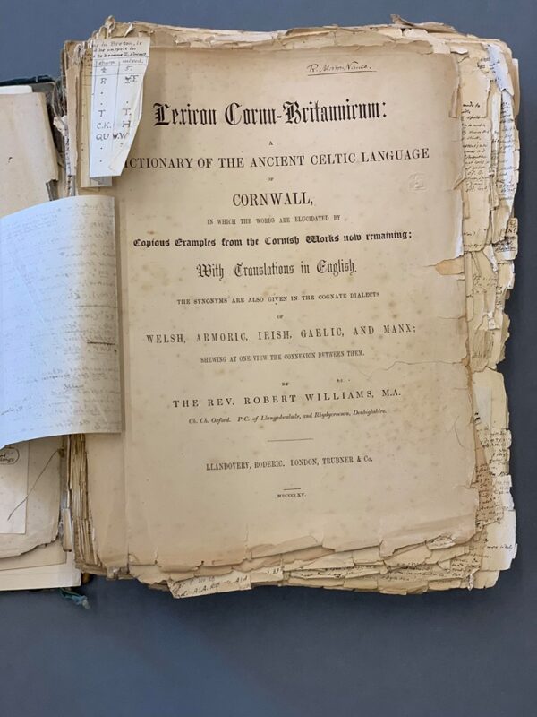 RCM – Conservation of an 1800s Cornish language dictionary - Kowethas ...