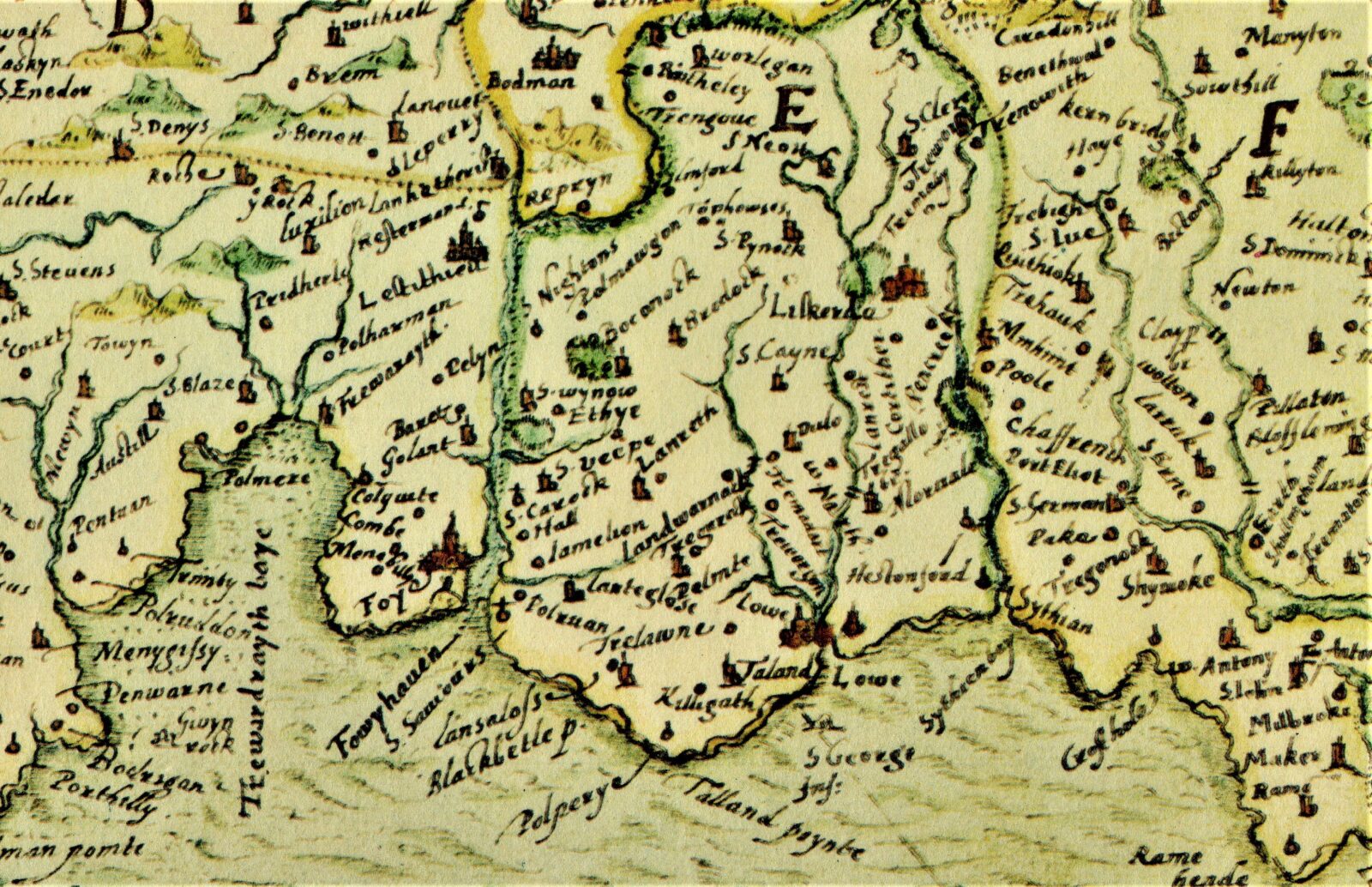 Map by John Norden – Showing Liskeard & Looe - Kowethas Ertach Kernow