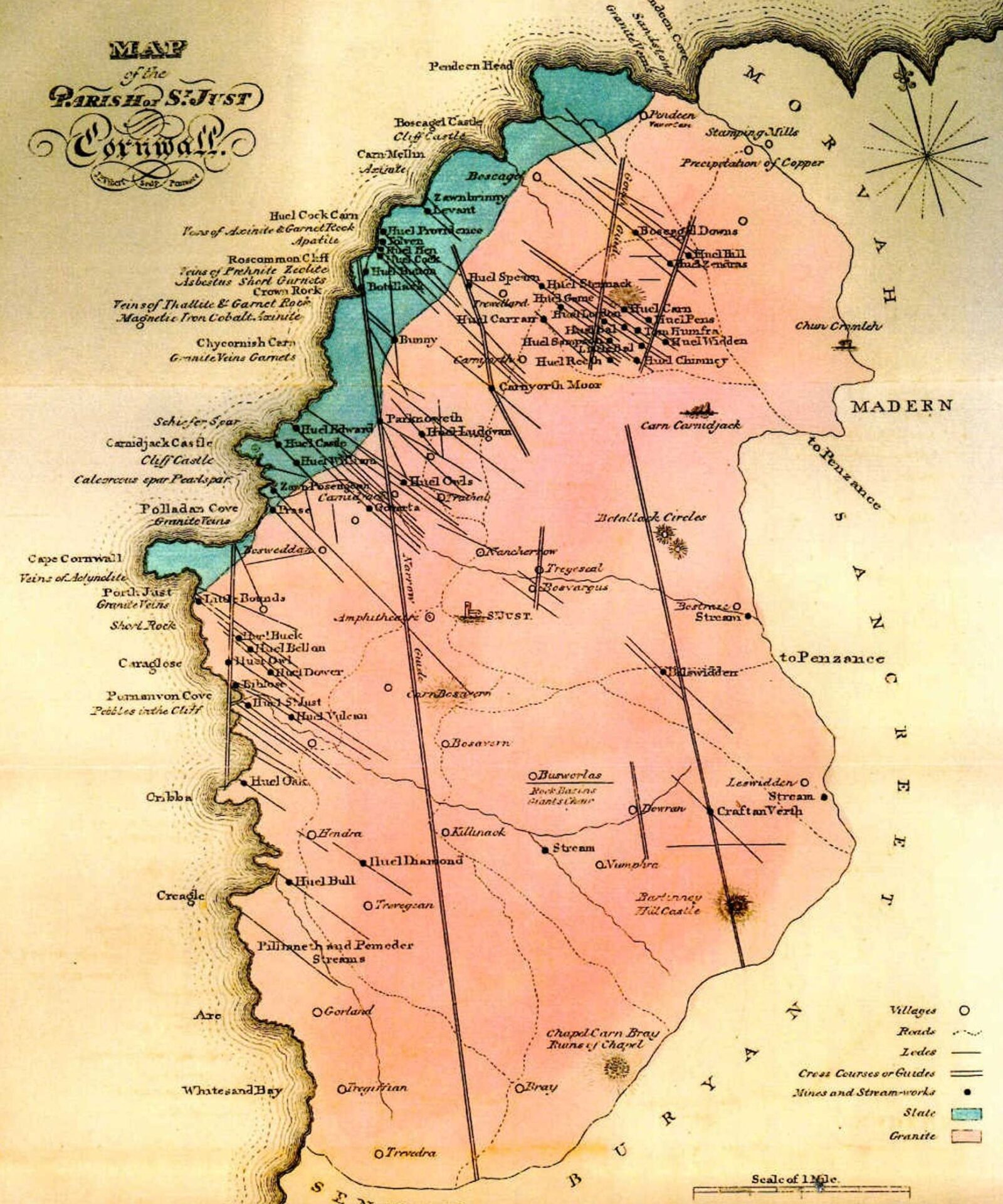 Joseph Carne’s Map of the Parish if St Just 1821 - Kowethas Ertach Kernow