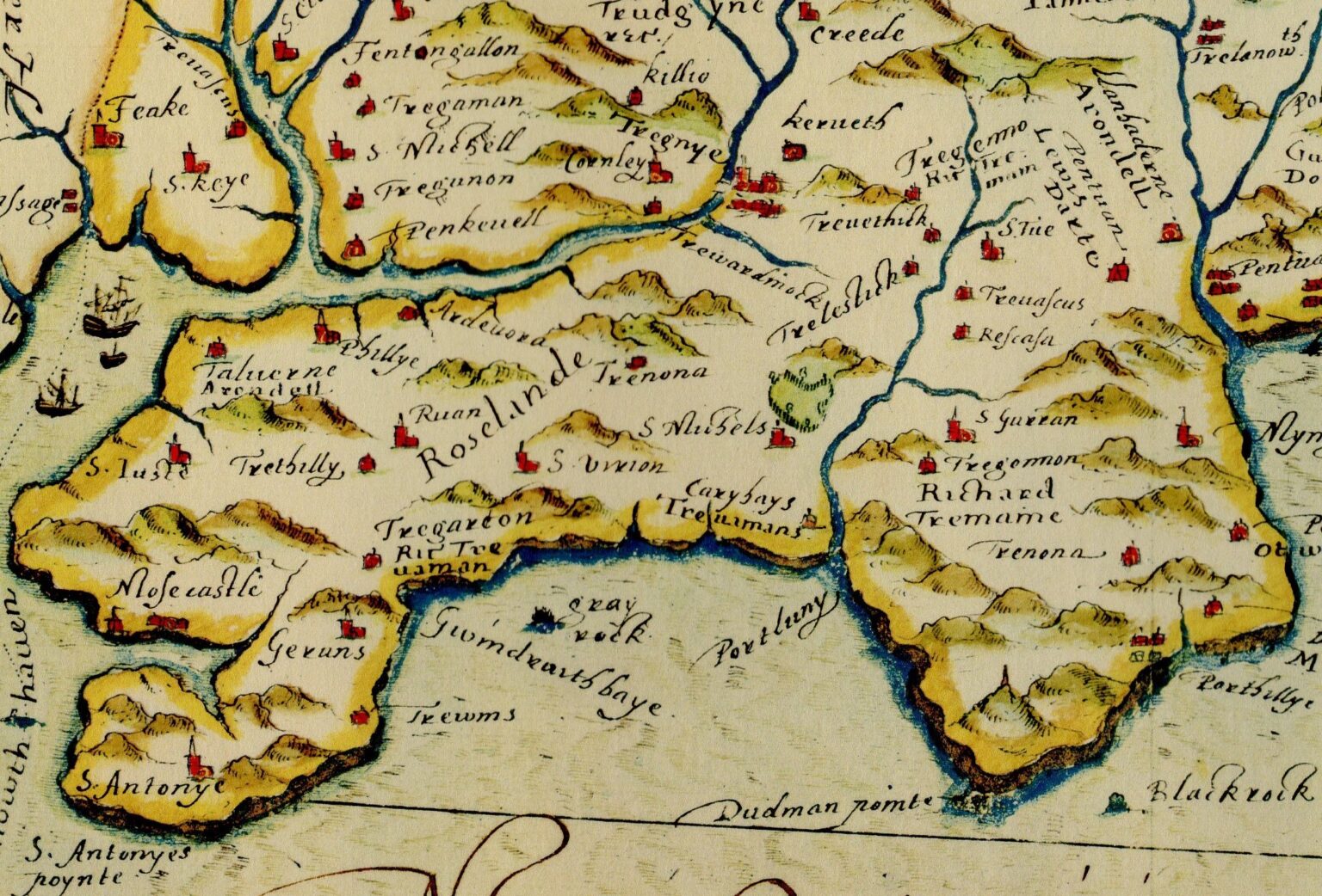 John Norden – Map Roseland - Kowethas Ertach Kernow