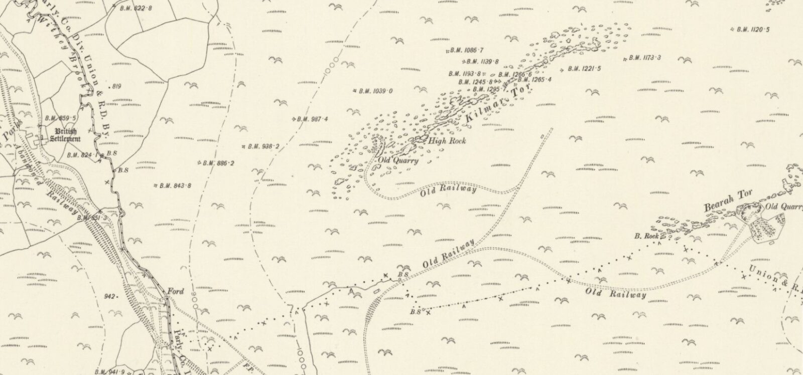 Kilmar Tor Quarry & rail lines – OS Map 1907 - Kowethas Ertach Kernow