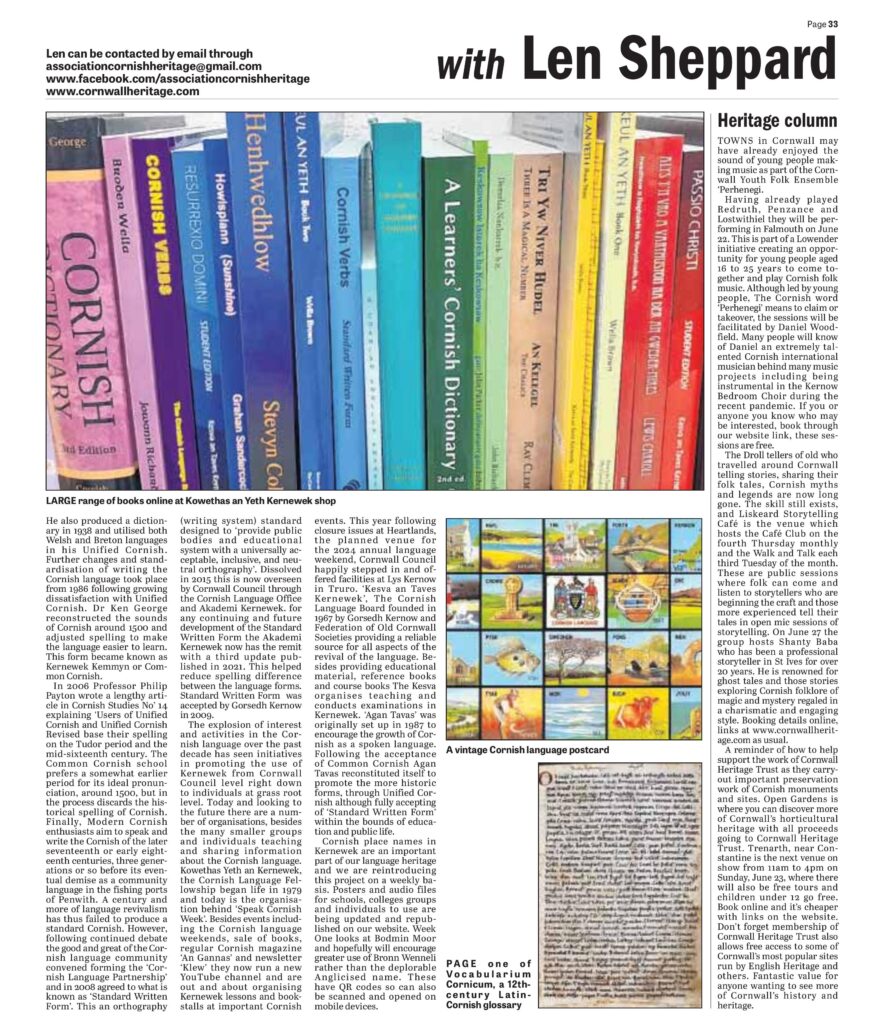 Ertach Kernow – Kernewek, the Celtic language of Cornwall