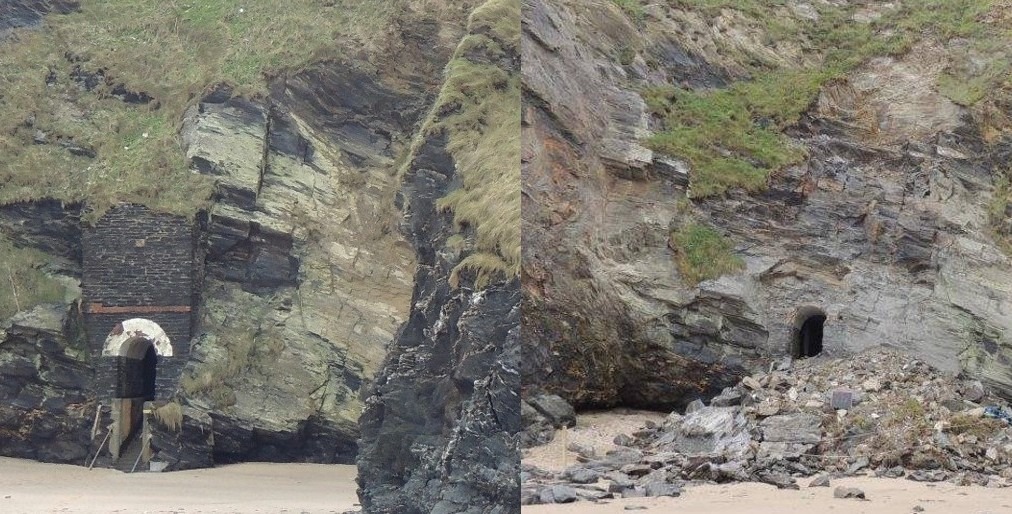 Before and after the destruction of lift entrance to Victoria Hotel ...