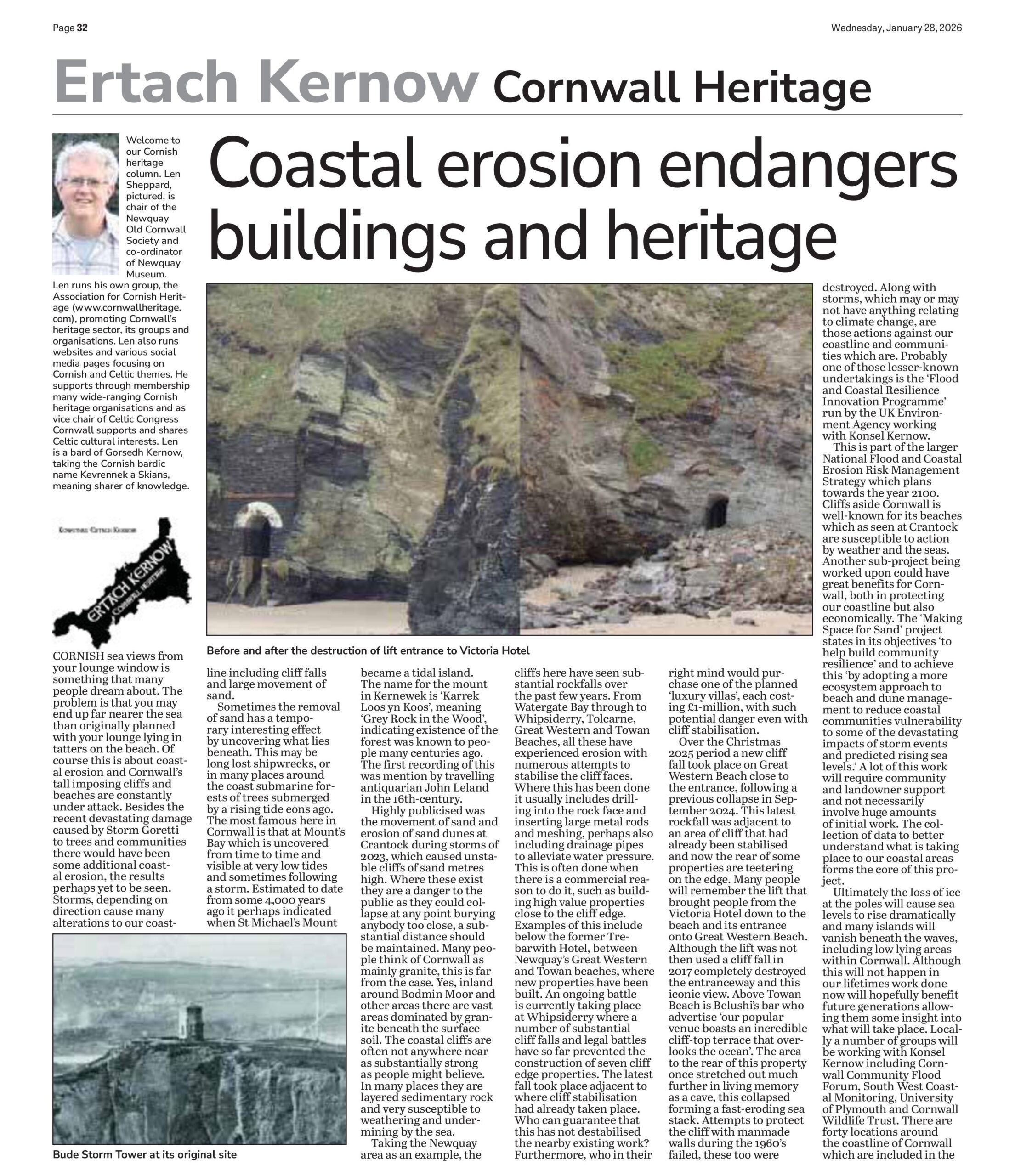Coastal erosion endangers buildings and heritage - Kowethas Ertach Kernow
