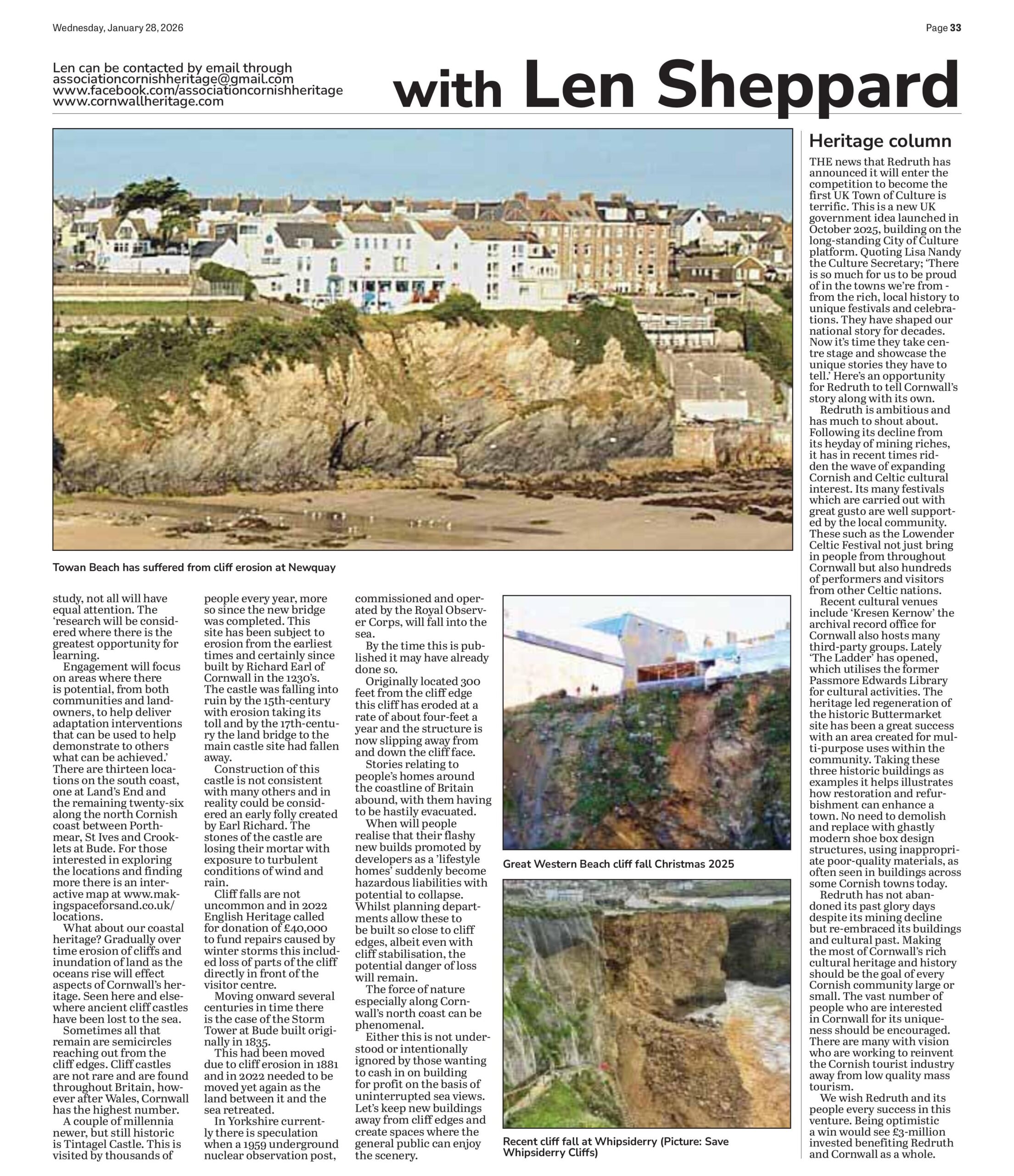 Coastal erosion endangers buildings and heritage - Kowethas Ertach Kernow